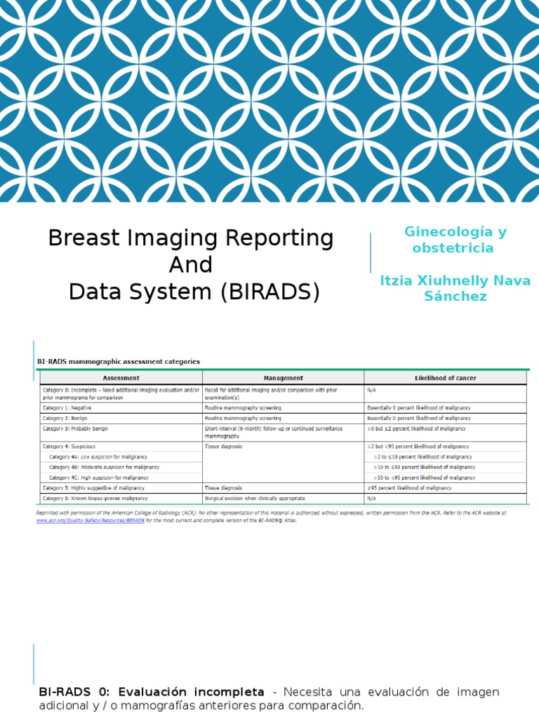 Bi Rads | PDF | Mamografía | Cáncer de mama