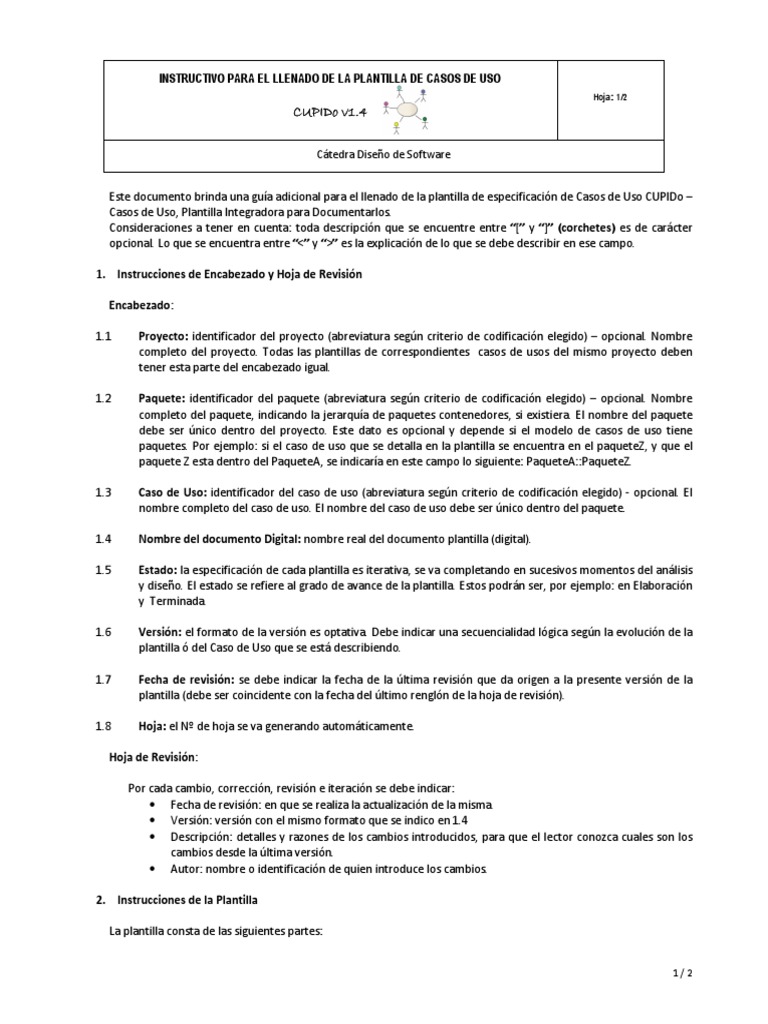 Instructivo para Casos de Uso CUPIDo | PDF | Caso de uso | Áreas de ...