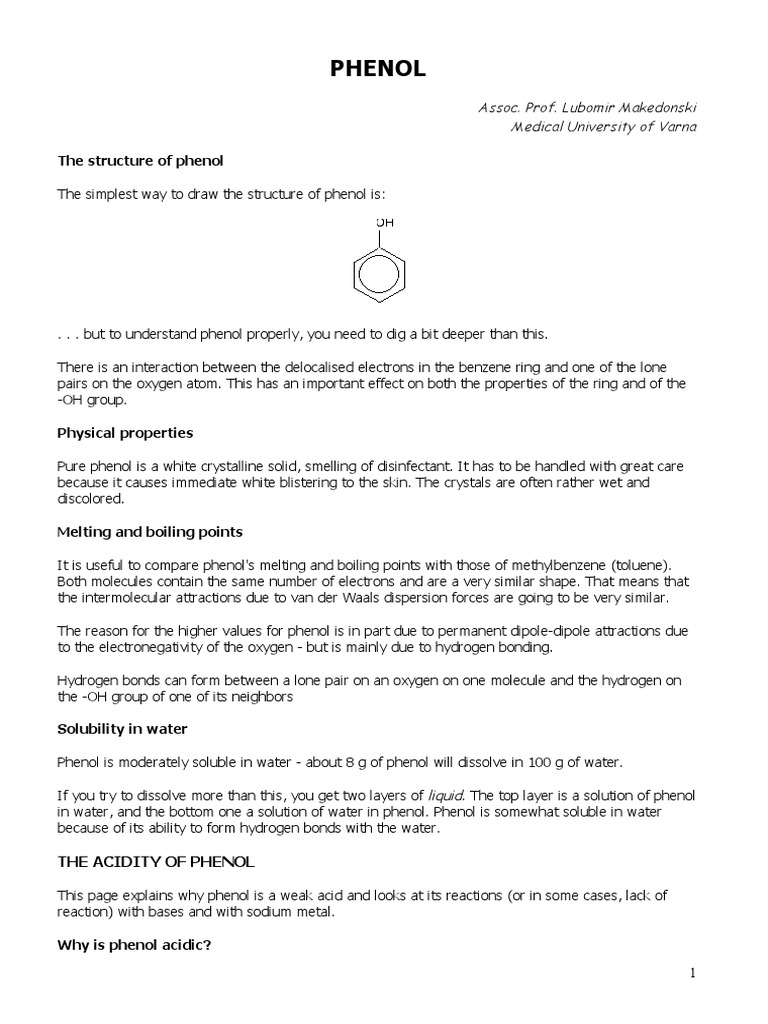 Phenol: The Structure of Phenol | PDF | Acid | Iron
