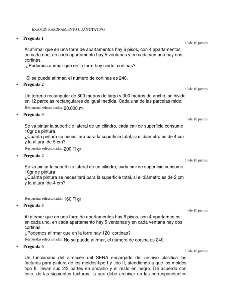 Examen Razonamiento Cuantitativo | PDF | Rectángulo | Enseñanza de ...