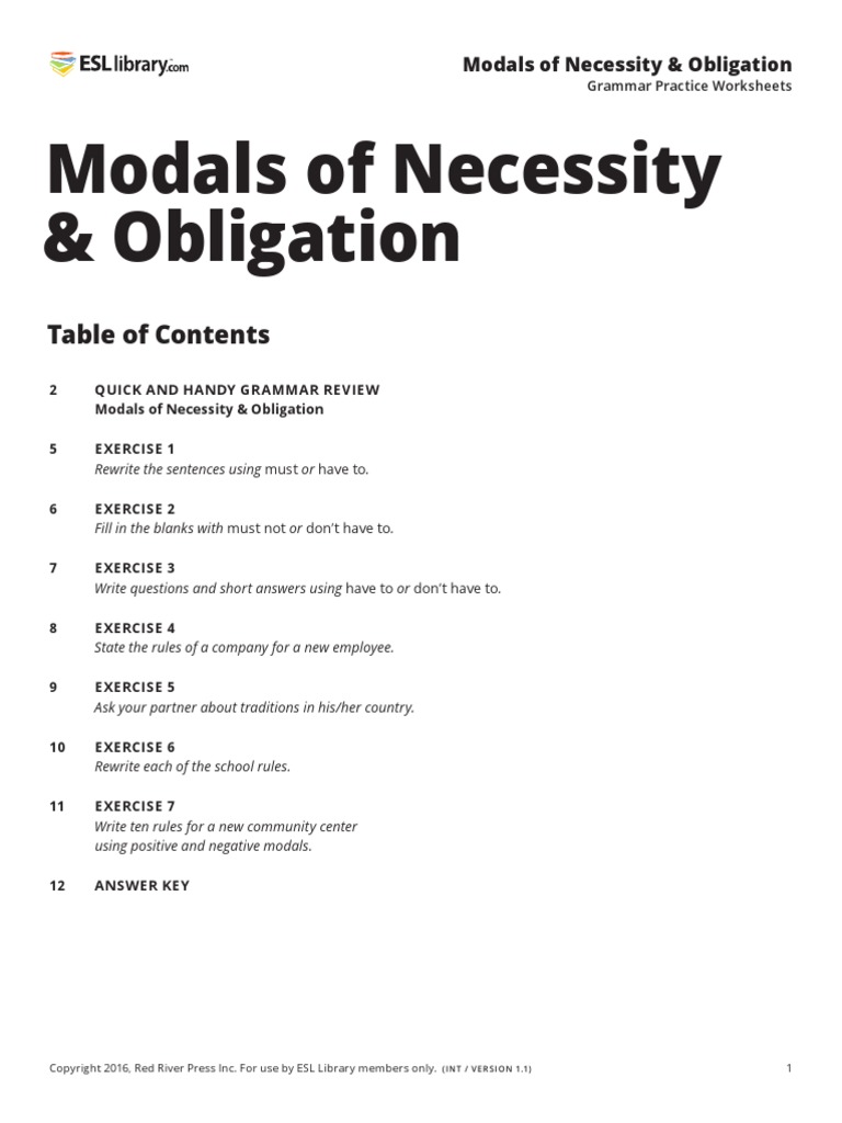 88 Modals of Necessity and Obligation US | PDF | English Language | Verb