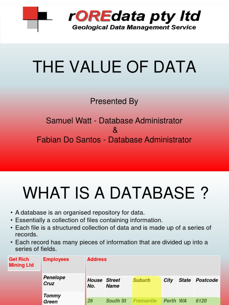 Day 2-ValueOfData 201302 | PDF | Database Design | Databases
