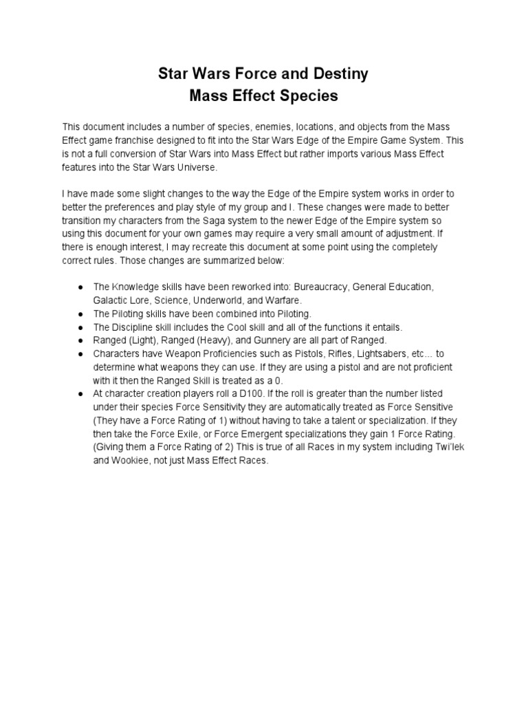 Mass Effect Species | PDF | Sexual Reproduction | Sex