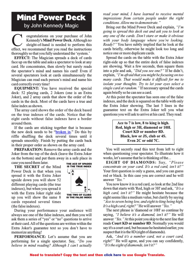 Mind Power PDF | PDF | Playing Cards | Gaming Devices
