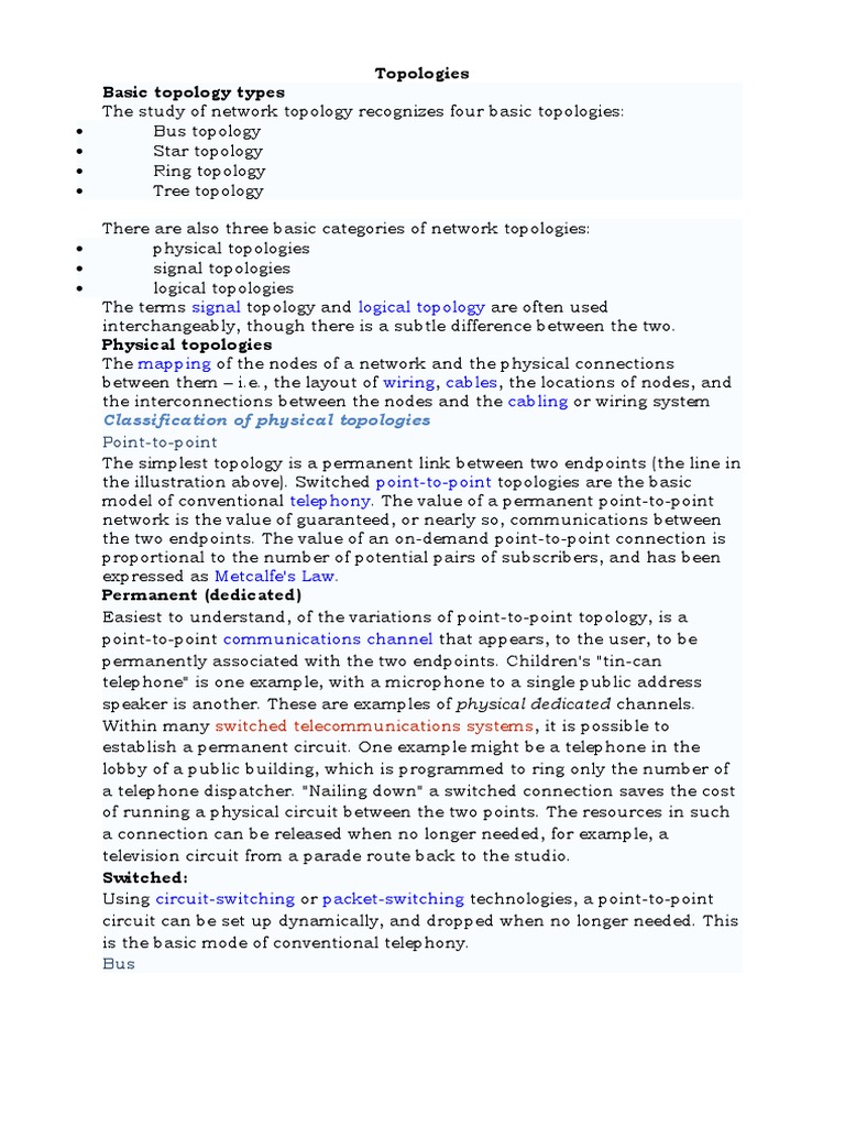 Topologies Basic Topology Types | PDF | Network Topology | Computer Network