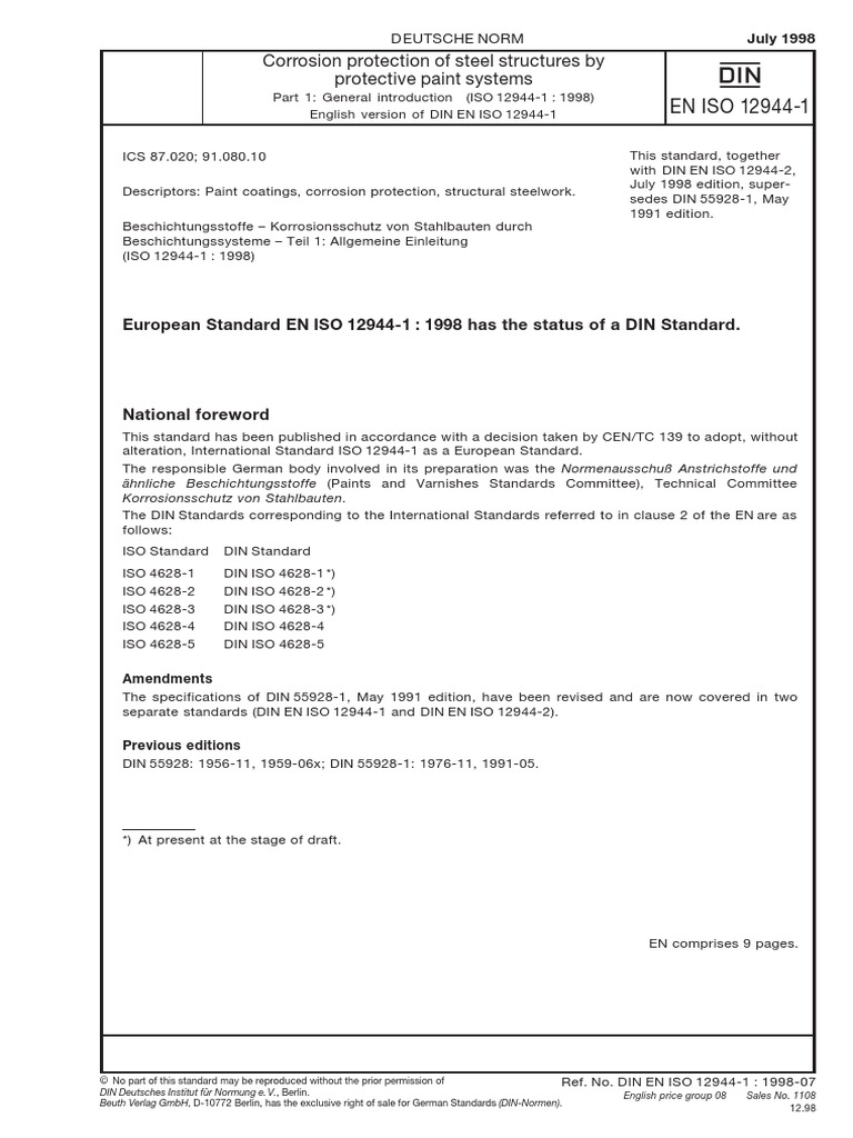 DIN ISO 12944-1(Sistemas de Proteccion de Corrosion y Pintura en ...