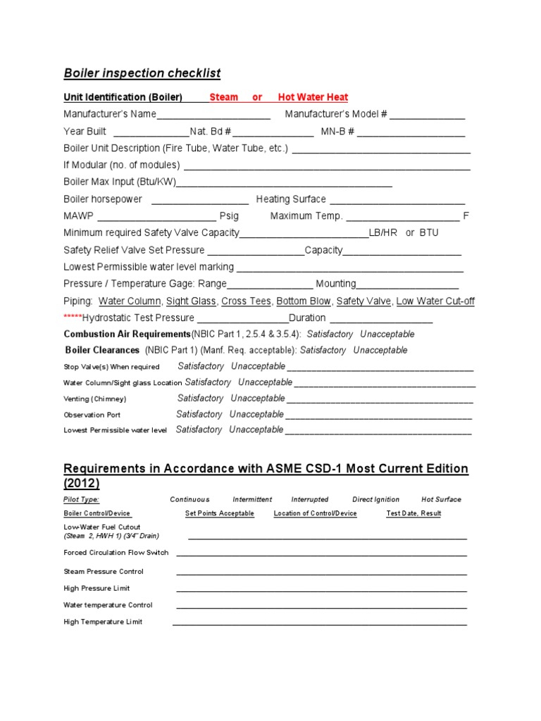 Boiler Checklist PDF | PDF | Boiler | Water Heating