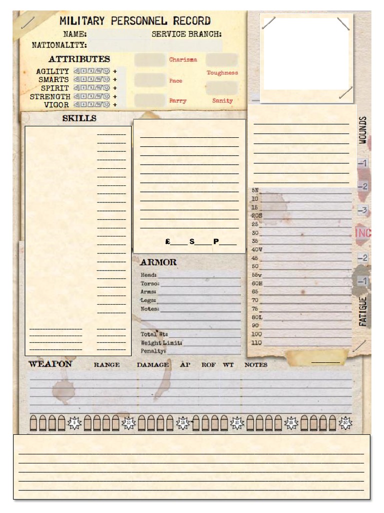 SUPER NOIR WW1 Character Sheet | PDF | Entertainment | Gaming