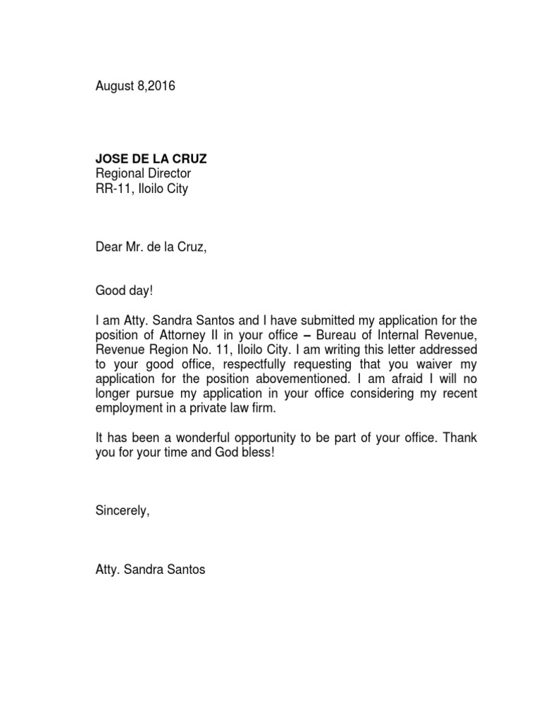 Waiver Letter For BIR Sample | PDF