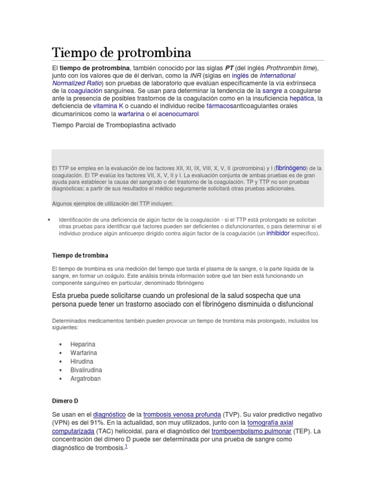 Tiempo de Protrombina | PDF | Coagulación | Especialidades Medicas