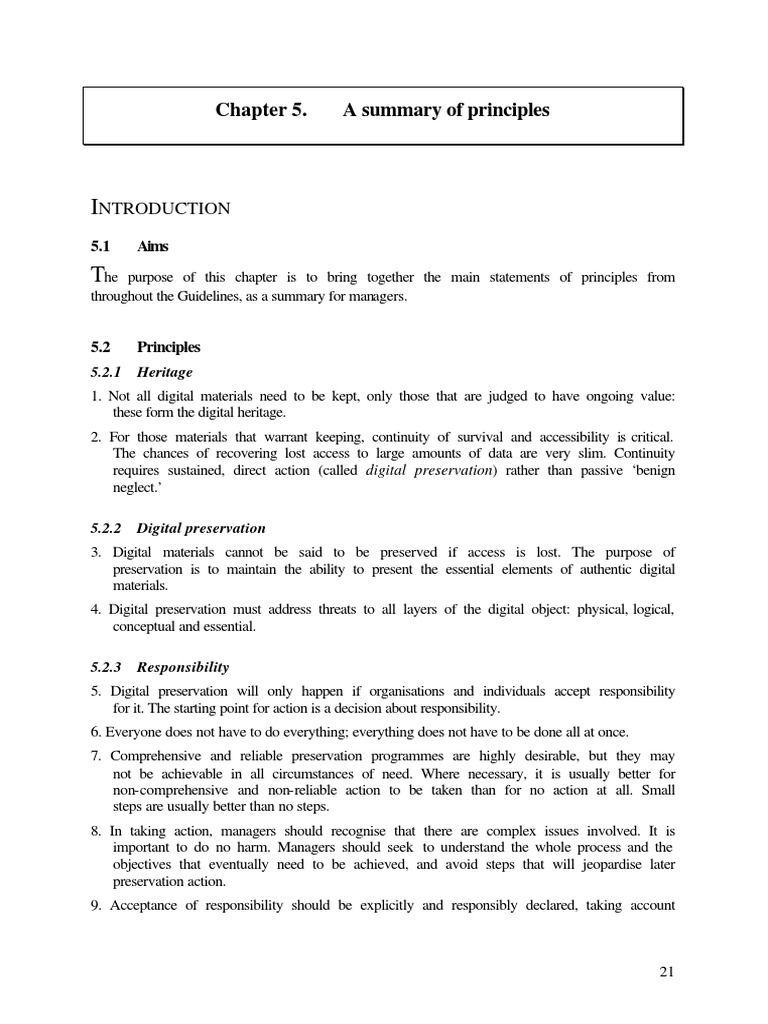 A Summary of Principles: Ntroduction | PDF