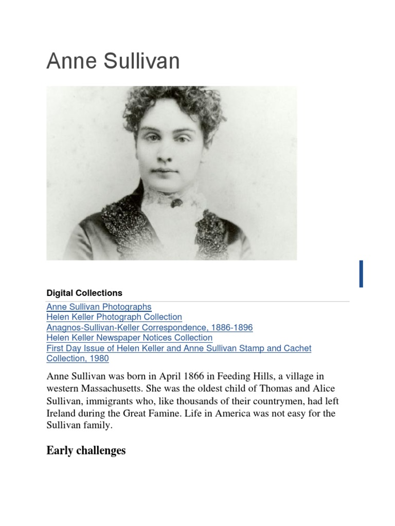 Anne Sullivan: Early Challenges | Download Free PDF | Wellness | Medical