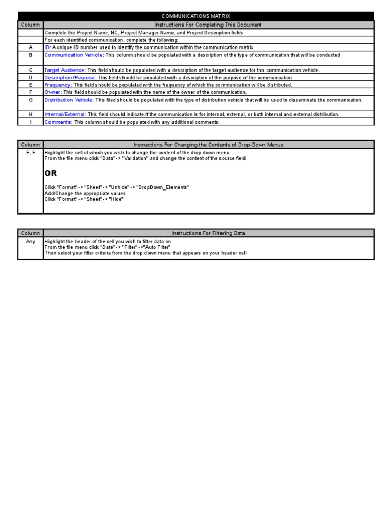 CDC UP Communication Matrix Template | PDF | Menu (Computing ...