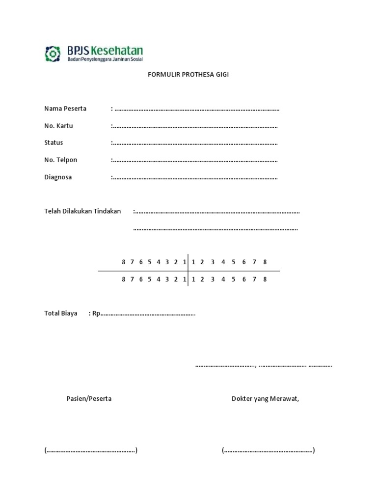 Formulir Prothesa Gigi | PDF