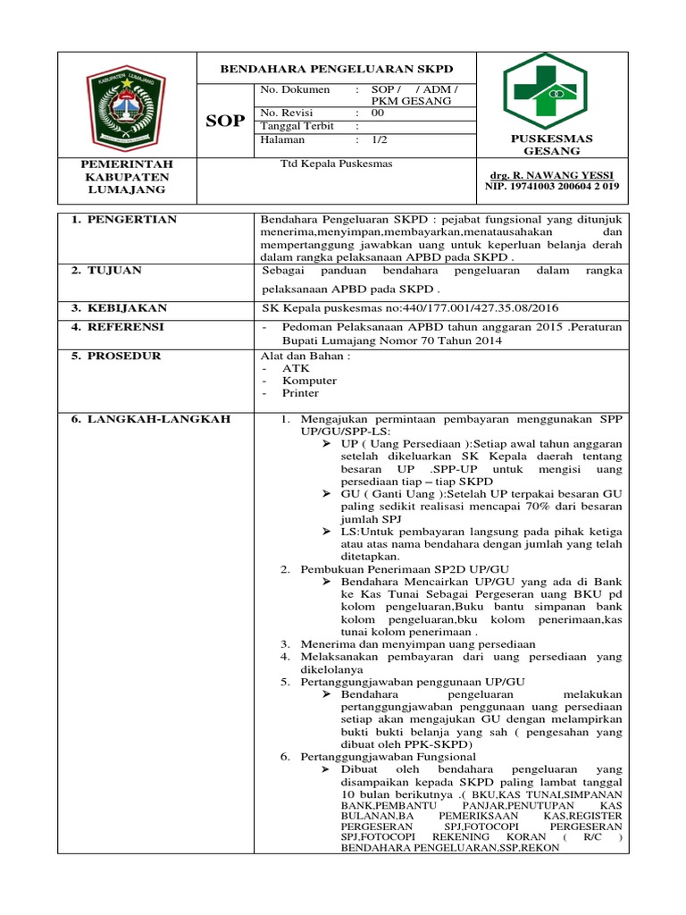 SOP Dop | PDF | Pengelolaan Keuangan & Uang