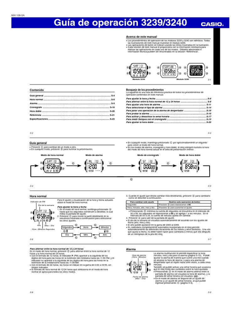 Manual Casio | PDF | Hora | Reloj