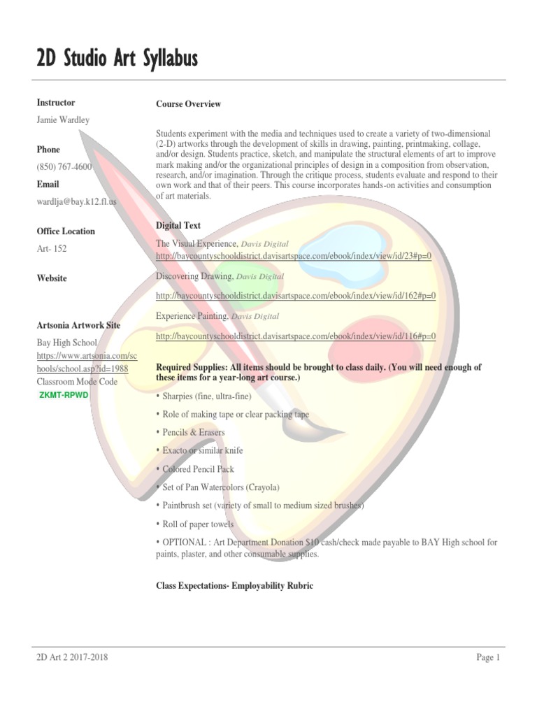 2d Syllabus Mine | Download Free PDF | Paintings | Drawing