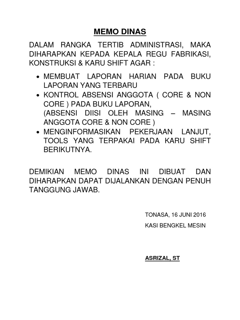 Memo Dinas | PDF