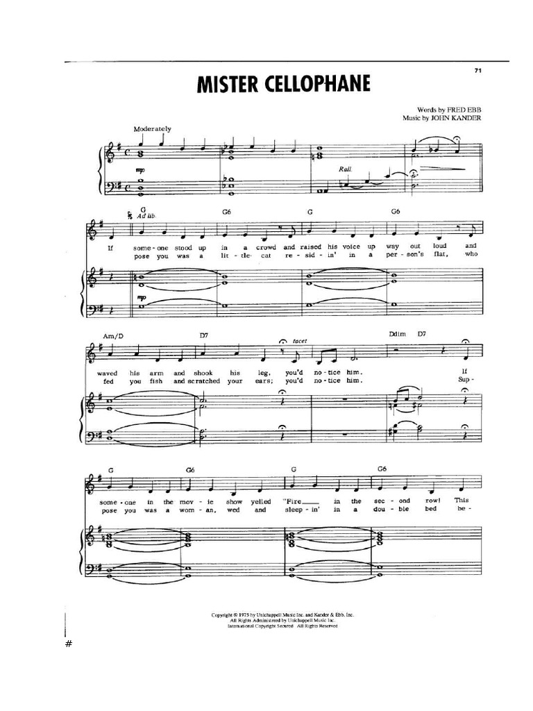 MR Cellophane Sheet Music Chicago | PDF