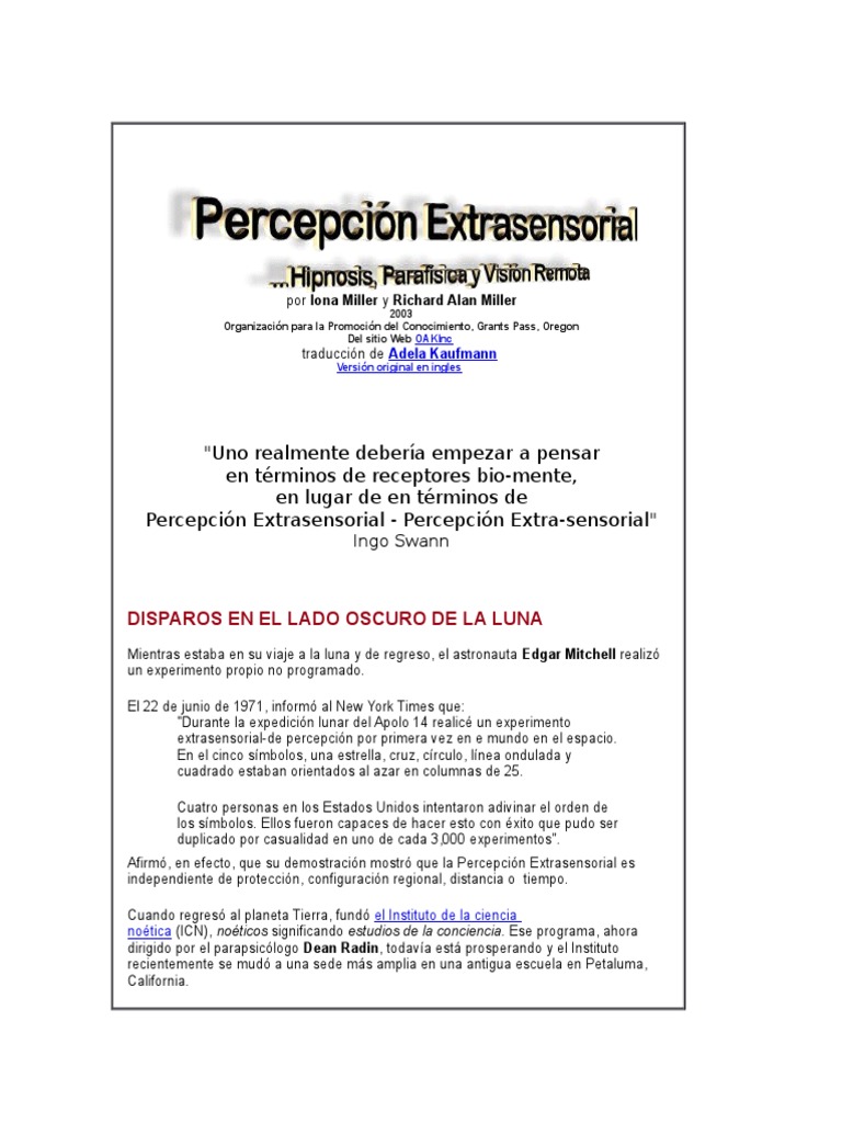 Percepcion Extrasensorial | PDF | Hipnosis | Telepatía