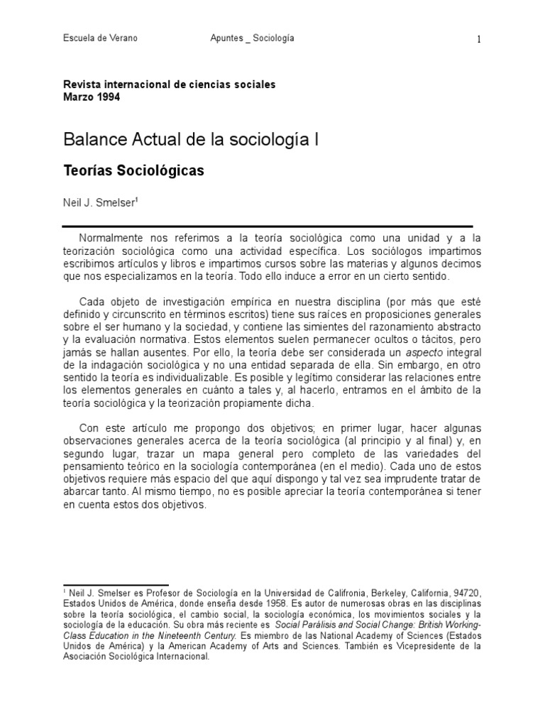 Neil Smelser Teorias Sociologicas | PDF | Sociología | Teoría