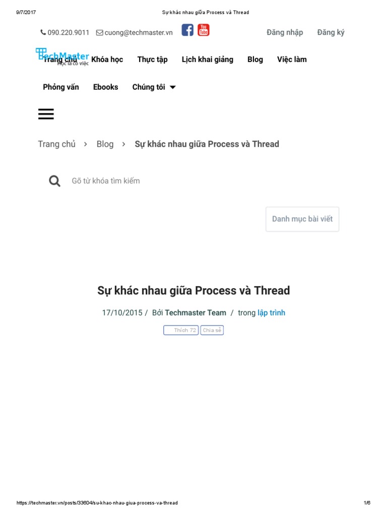 S Khác Nhau Gi A Process Và Thread | PDF