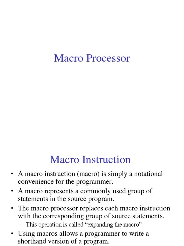 Understanding Macro Processors in Programming | PDF | Parameter (Computer Programming) | Subroutine
