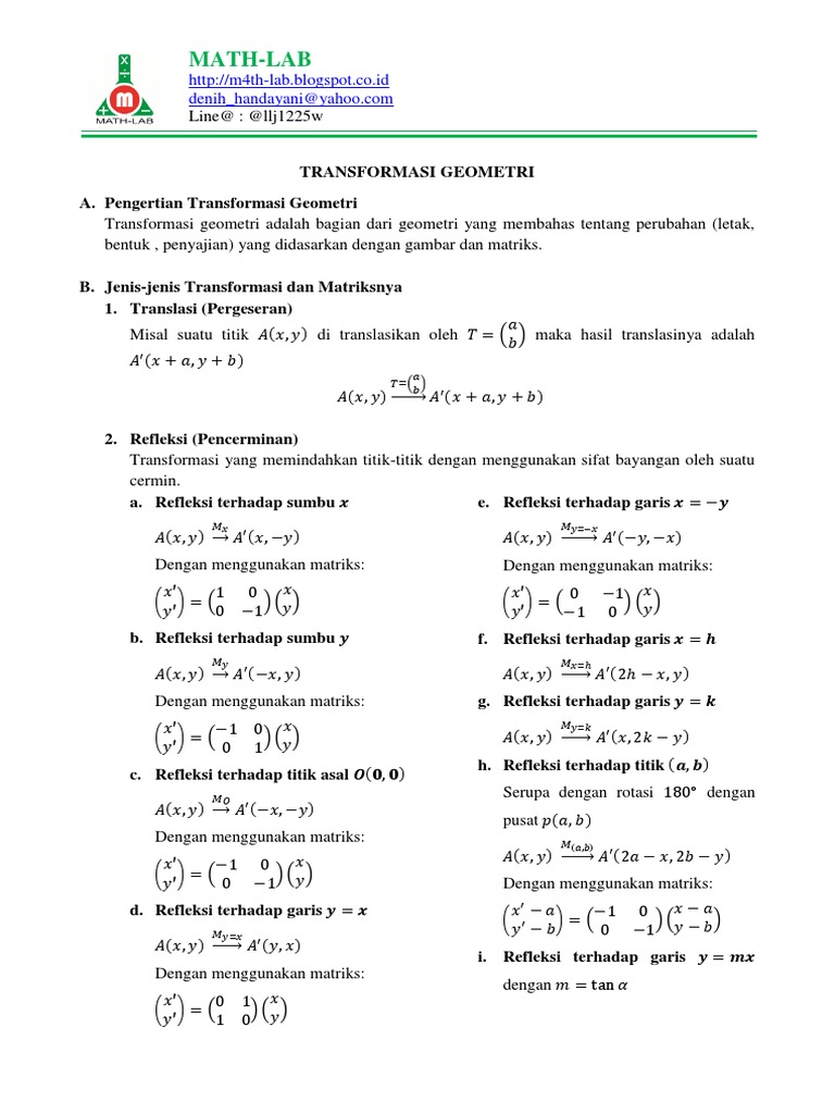 TRANSFORMASI GEOMETRI (Mathlab Version) PDF | PDF | Komputer