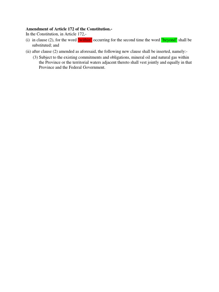 Amendment to Article 172: Mineral Rights | PDF | Finance & Money ...