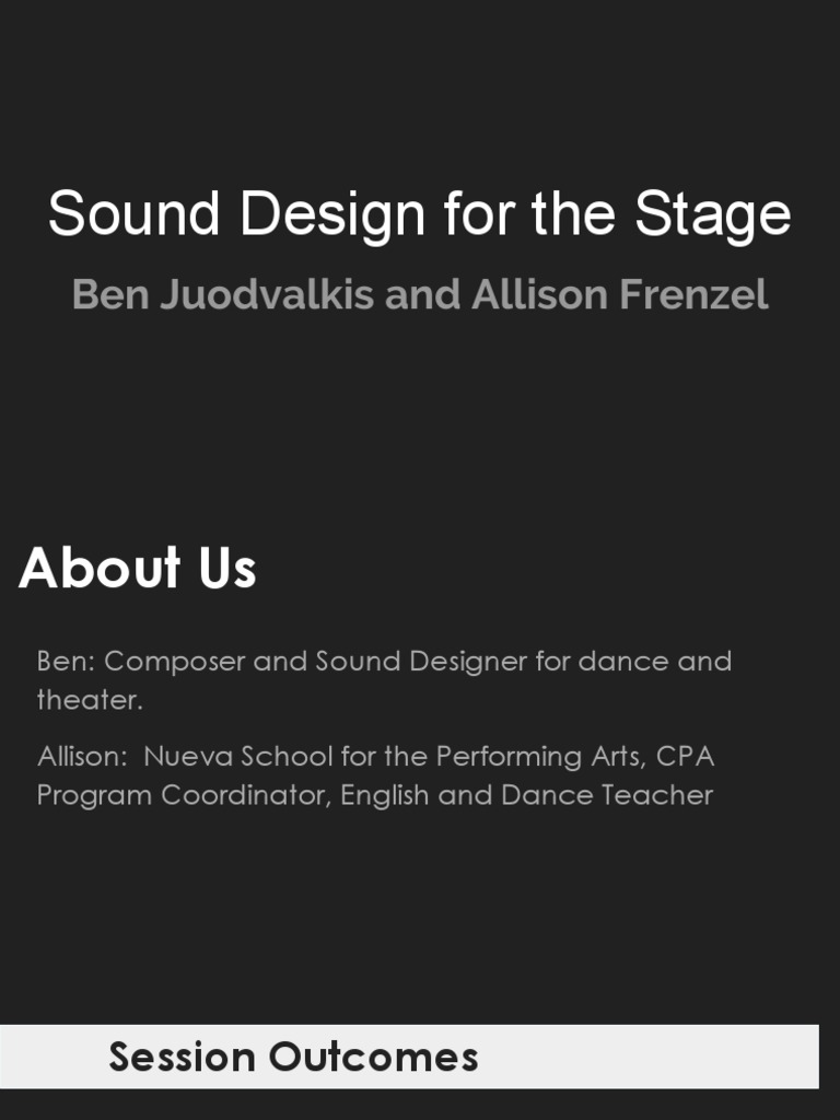 Stage Sound Design Insights | PDF
