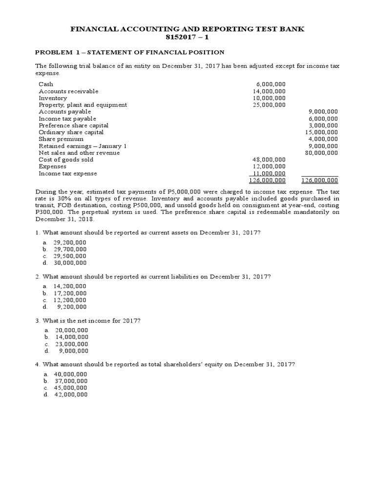 Financial Accounting Test Bank Solutions | PDF | Earnings Per Share ...
