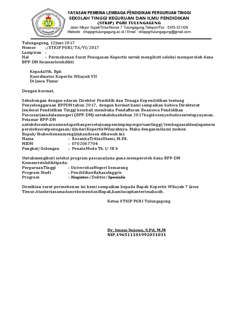 Surat Pengantar Kopertis OK | PDF