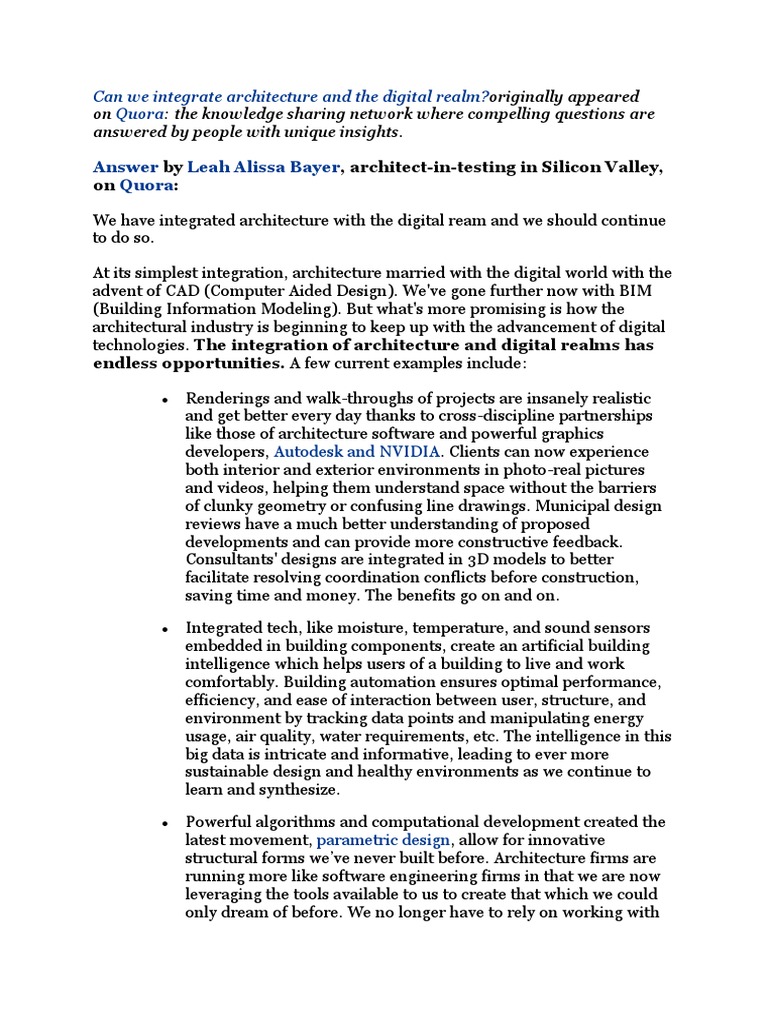 Architecture Digital | PDF | Design | Engineering