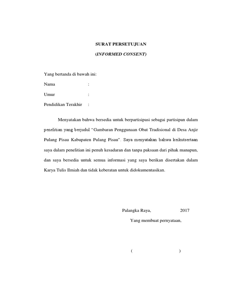 Surat Persetujuan - Informed Consent | PDF