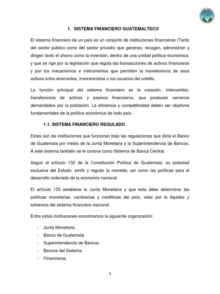 Sistema Financiero Guatemalteco | PDF | Banco Mundial | Banco Internacional de Reconstrucción y ...