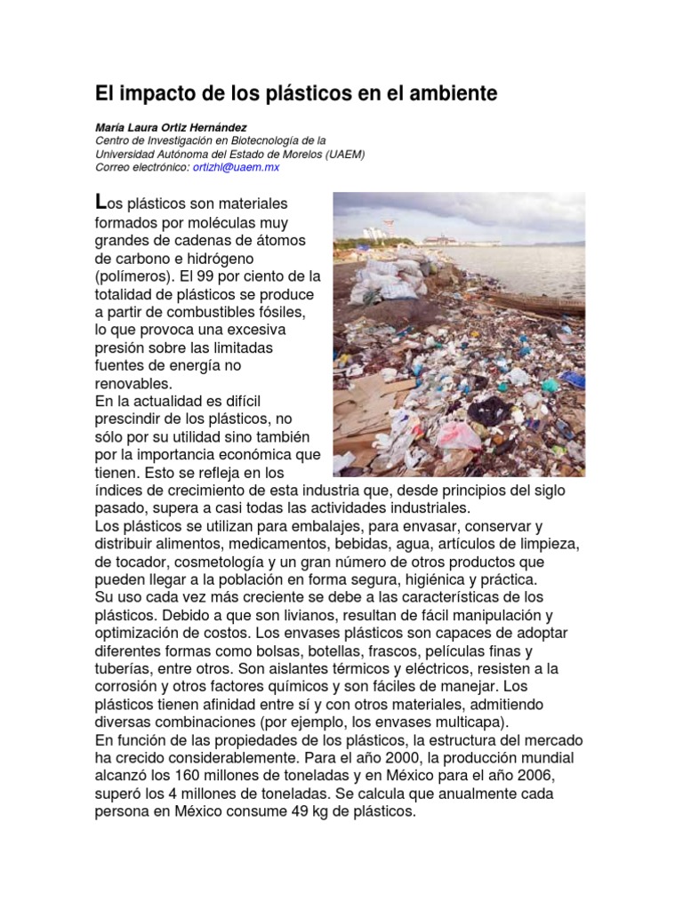 Impacto de los plásticos en el ambiente | PDF | El plastico | Reciclaje