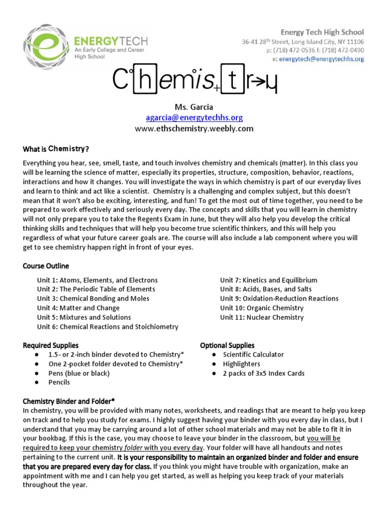 Chem Syllabus 2017-2018 | PDF