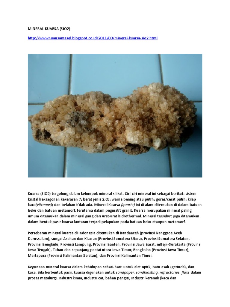 Mineral Kuarsa (Sio2) | PDF | Sains & Matematika