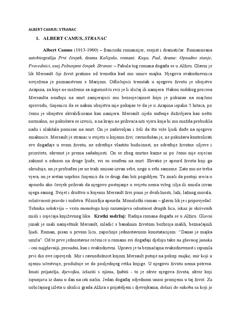 Albert Camus Stranac | PDF