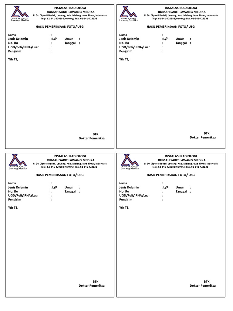 Hasil Pemeriksaan Foto Radiologi | PDF