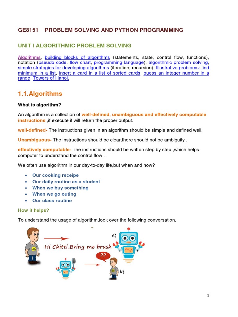 11algorithms Unit I Algorithmic Problem Solving Pdf Algorithms Computer Programming