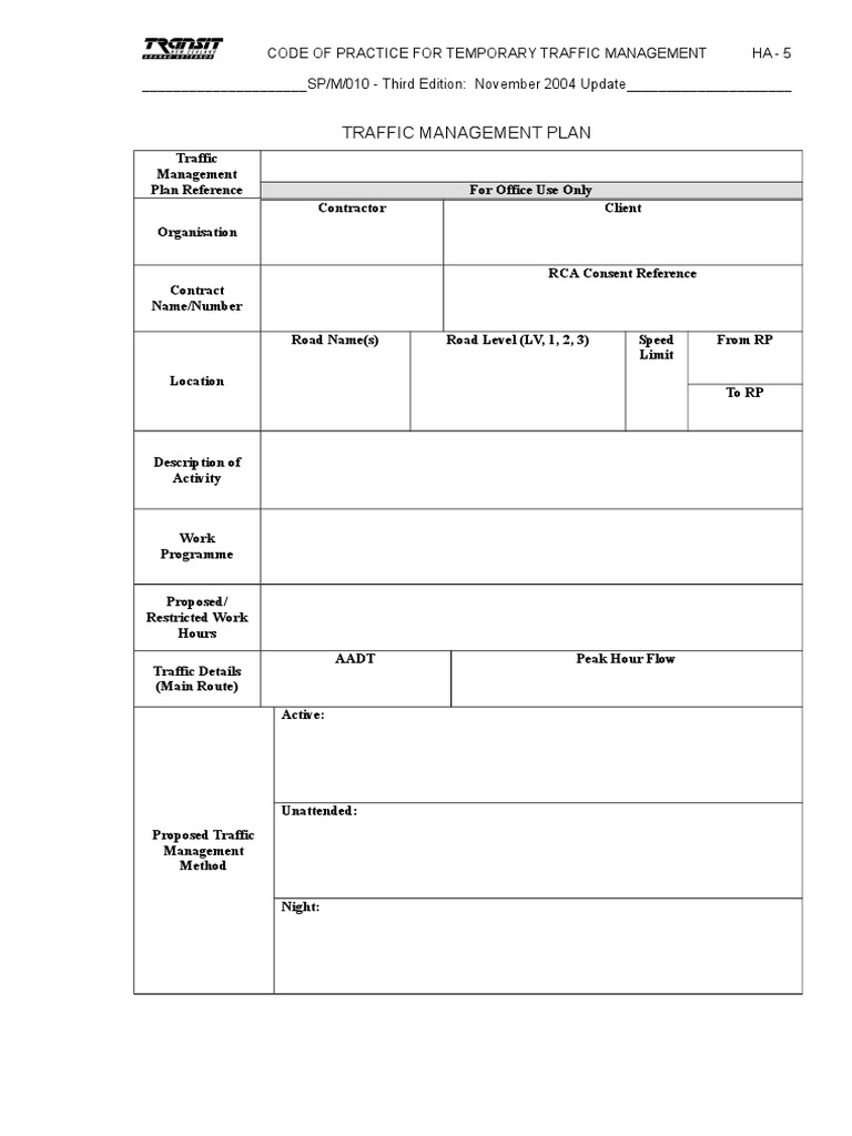 Traffic Management Plan Form 01-12-2004 | Download Free PDF | Traffic ...