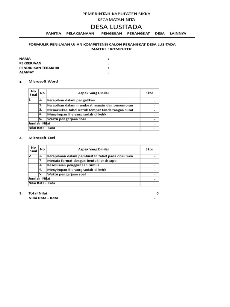 Soal Ujian Kompetensi Perangkat Desa | PDF