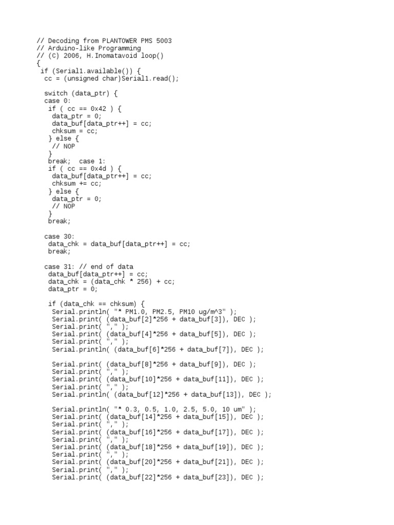 Decoding PMS5003 Code | PDF