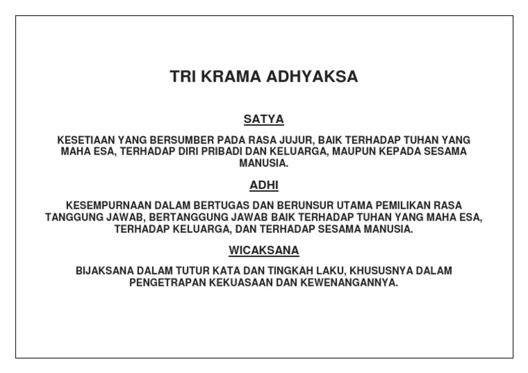 Tri Kramadhyaksa Satya Adhi Wicaksana | PDF