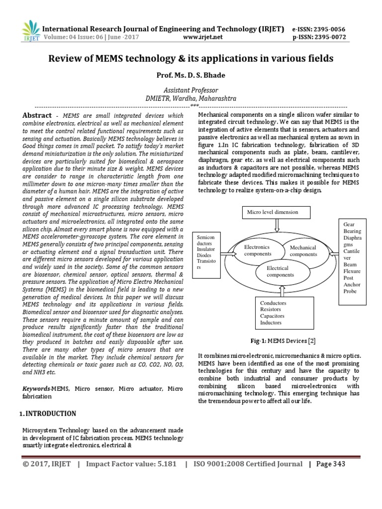 Review of MEMS Technology & Its Applications in Various Fields | PDF ...