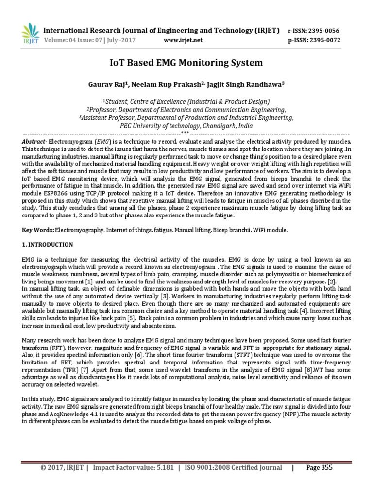 IoT Based EMG Monitoring System | PDF | Electromyography | Wi Fi