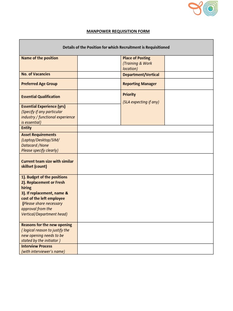 Manpower Requisition Form 2017 1 | PDF