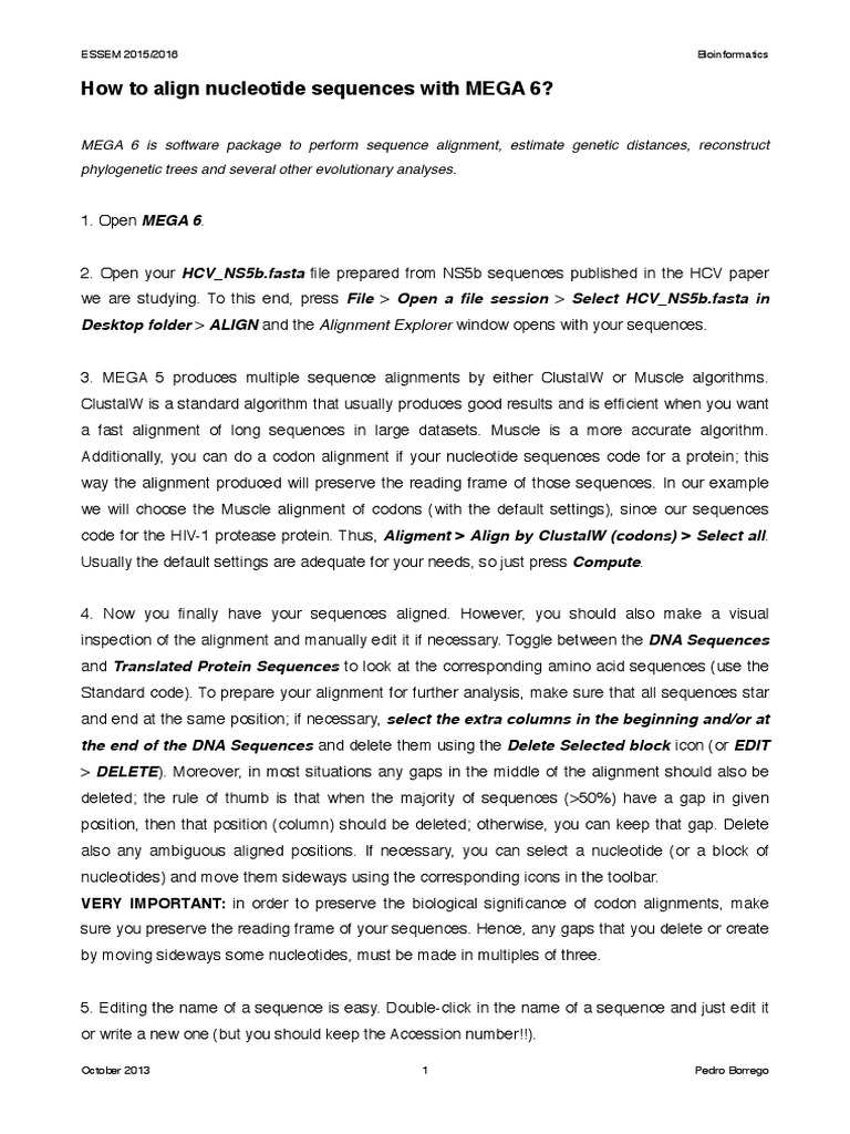 Alignment With Mega | PDF | Sequence Alignment | Nucleic Acid Sequence