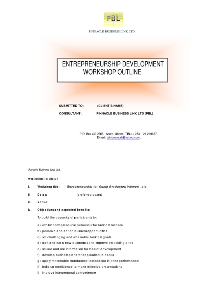 EDP Course Outlines | PDF | Adult Education | Entrepreneurship